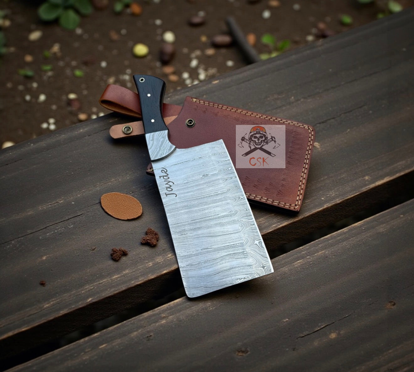 Hand-Forged Butcher & Kitchen Cleaver -13” Damascus Chef Chopper Knife ...
